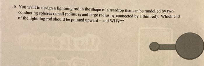 Solved 18. You want to design a lightning rod in the shape | Chegg.com