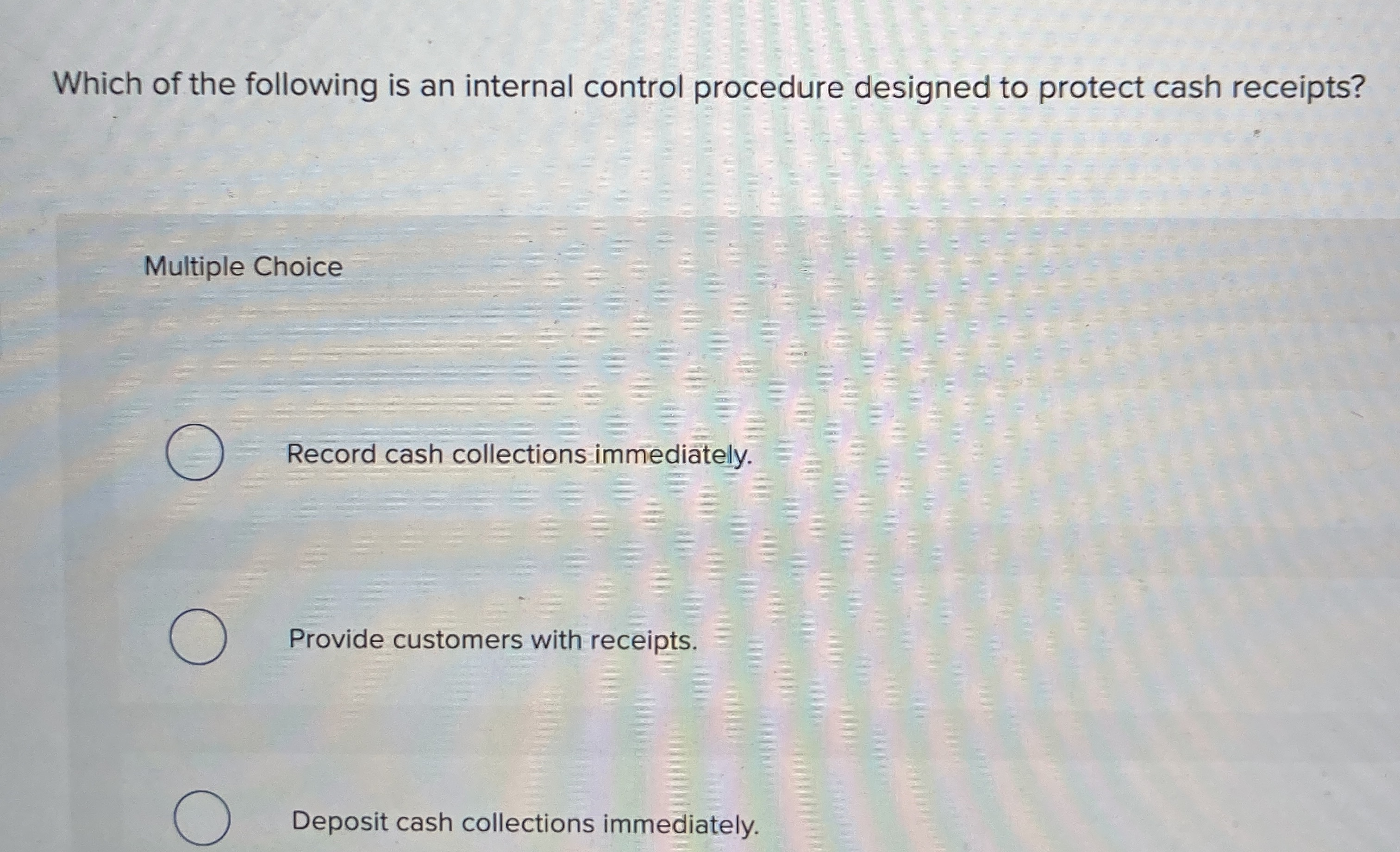 Solved Which of the following is an internal control | Chegg.com