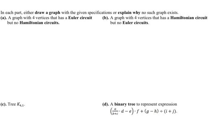 Solved In each part, either draw a graph with the given | Chegg.com