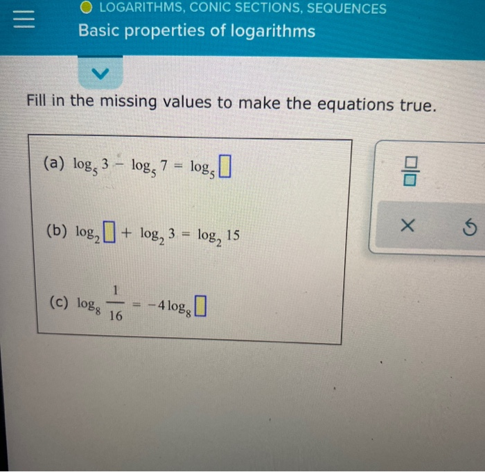 Solved O LOGARITHMS, CONIC SECTIONS, SEQUENCES Basic | Chegg.com