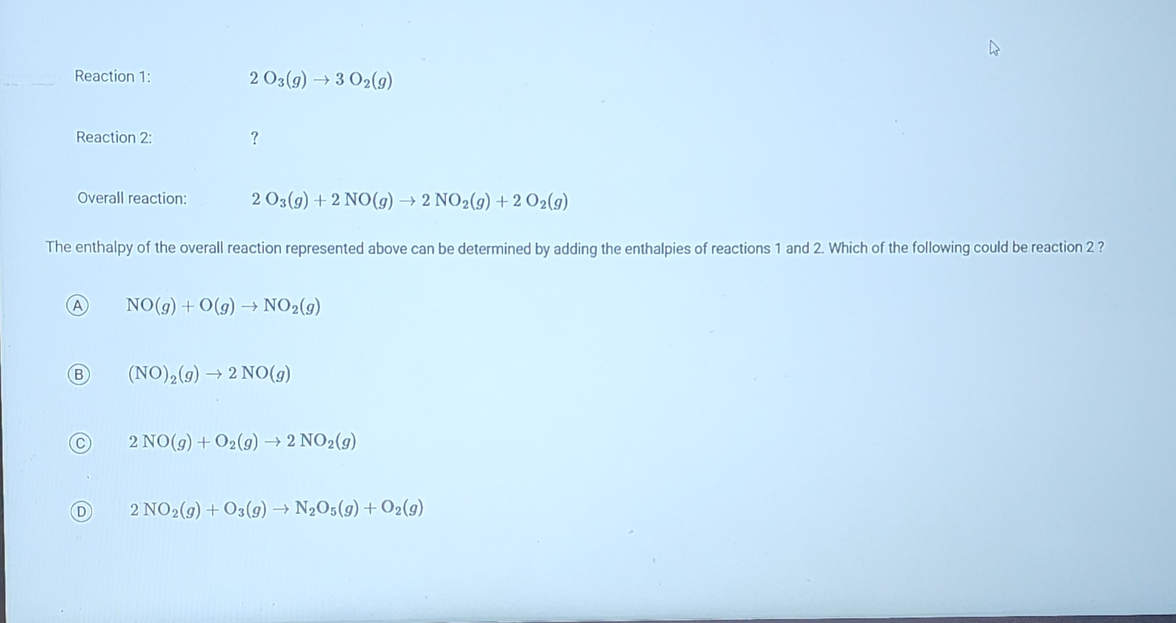 Solved Reaction 1 ﻿:2O3(g)→3O2(g)Reaction 2:?Overall | Chegg.com