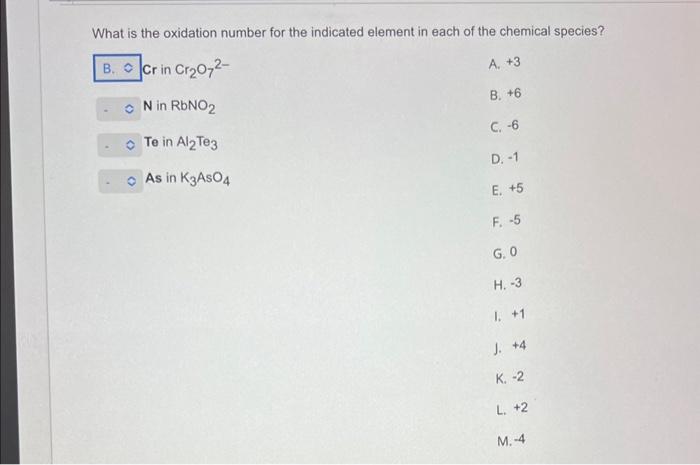Solved What is the oxidation number for the indicated | Chegg.com