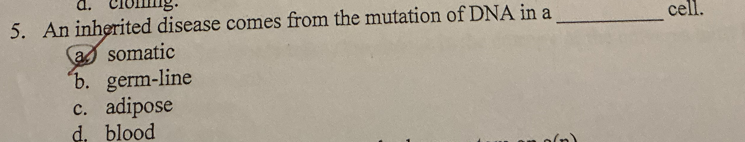 Solved An inherited disease comes from the mutation of DNA | Chegg.com