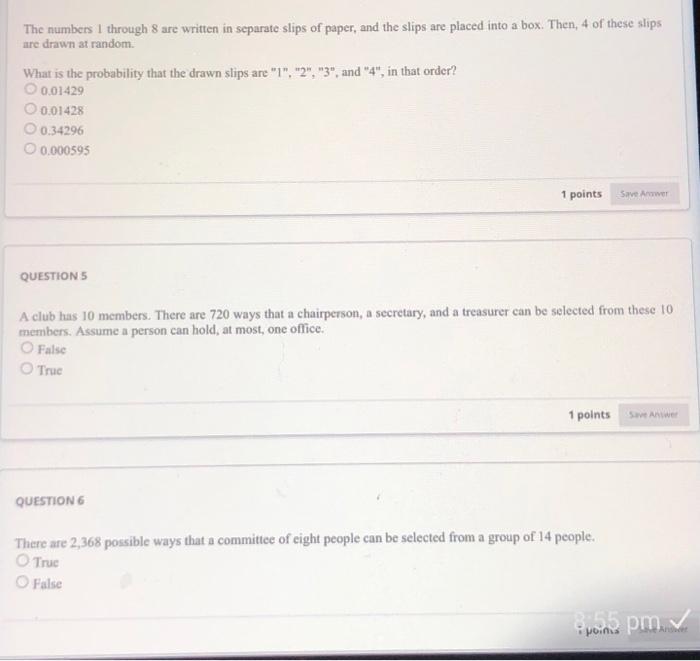 Solved The numbers 1 through 8 are written in separate slips | Chegg.com