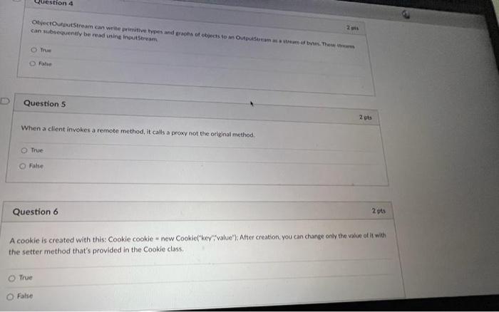 Solved Question 5 When a client invokes a remote method, it | Chegg.com