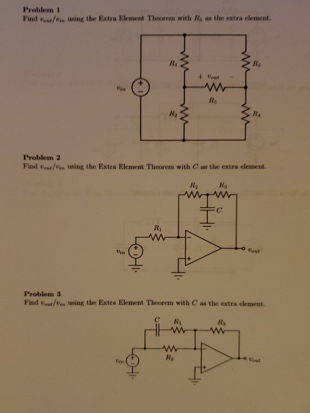 Solved Problem 1 Find Woud/... using the Extra Element | Chegg.com