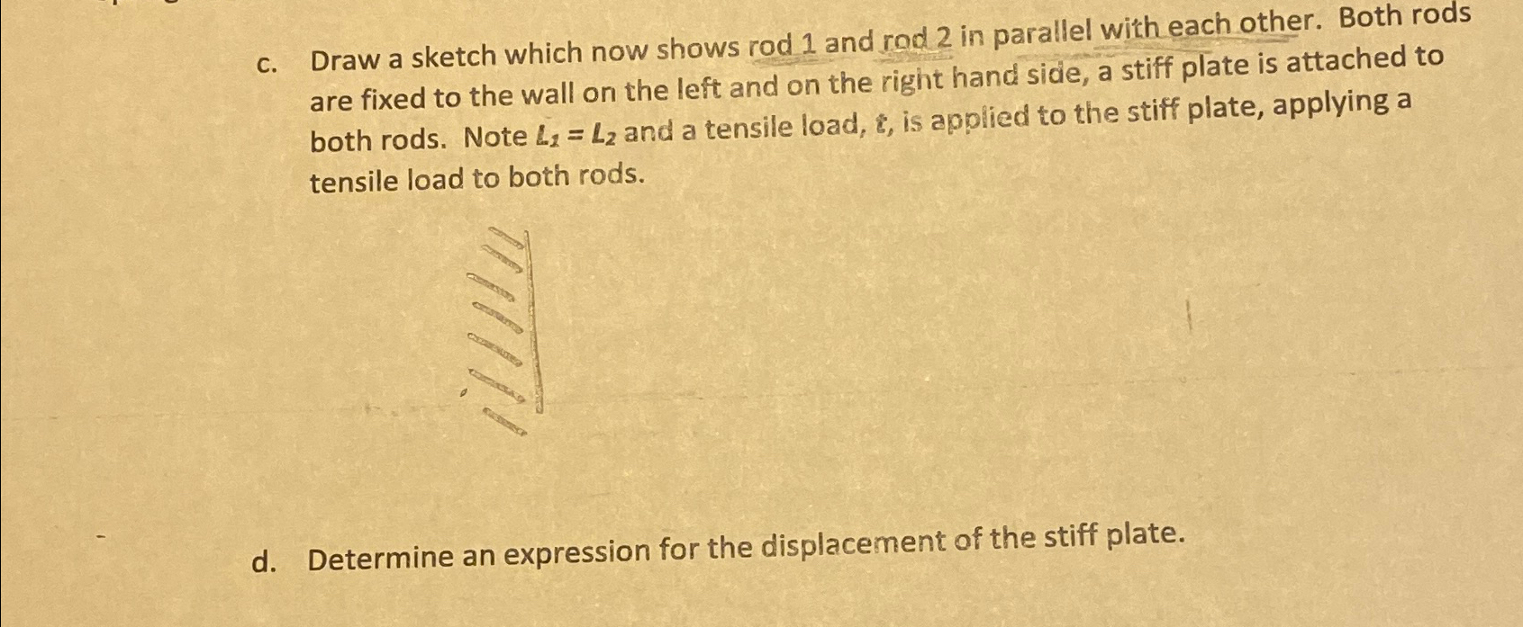 Solved c. ﻿Draw a sketch which now shows rod 1 ﻿and rod 2 | Chegg.com