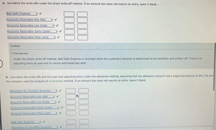 Solved Entries for bad debt expense under the direct | Chegg.com