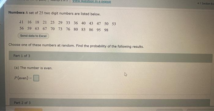 Solved Numbers A set of 25 two digit numbers are listed | Chegg.com