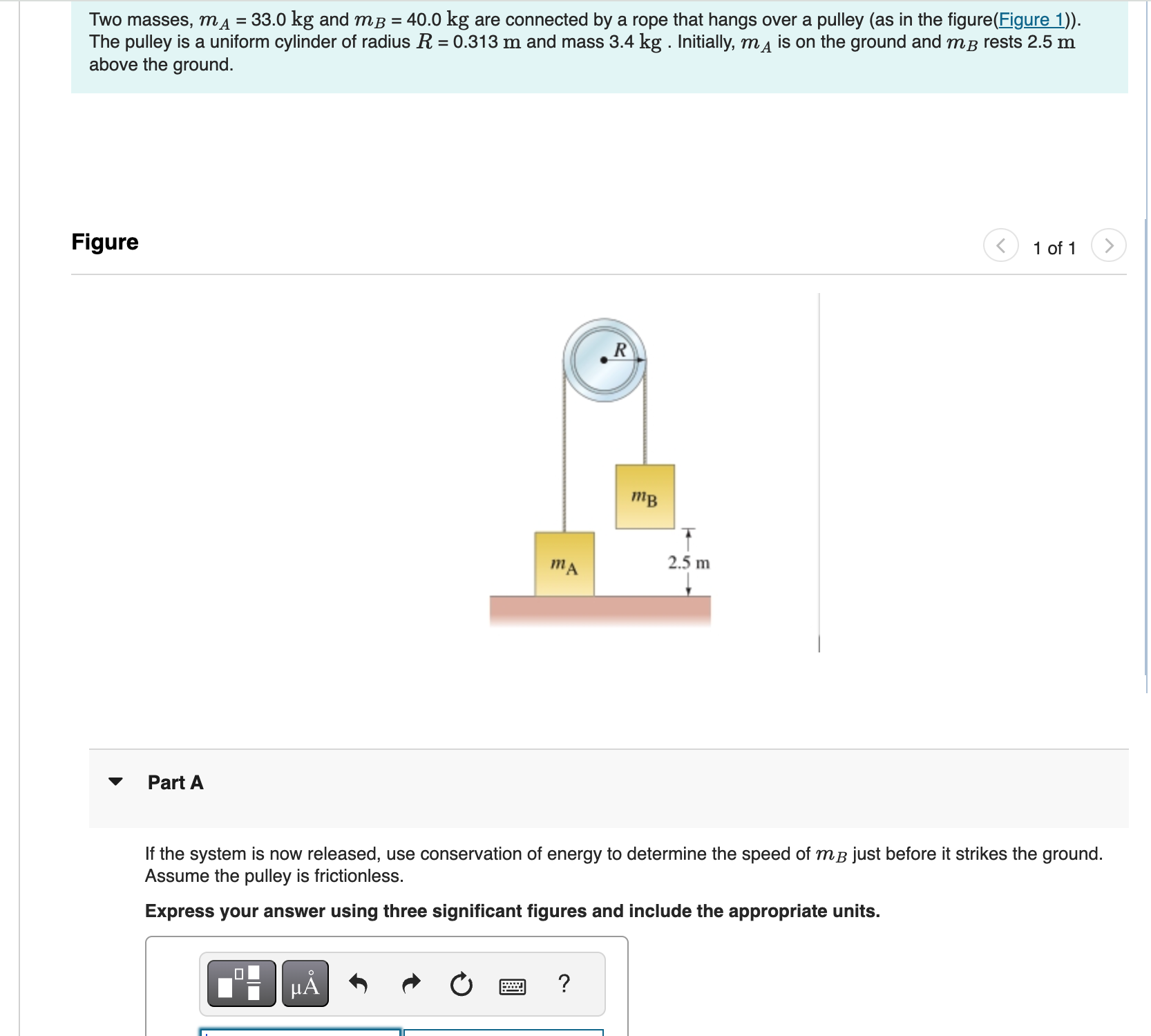 Solved Two masses, mA=33.0kg ﻿and mB=40.0kg ﻿are connected | Chegg.com