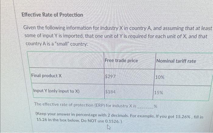 Solved Effective Rate of Protection Given the following | Chegg.com