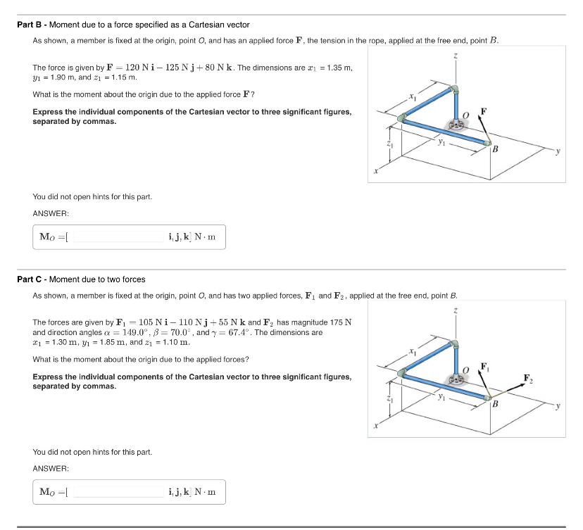 Solved Part B - ﻿Moment due to a force specified as a | Chegg.com