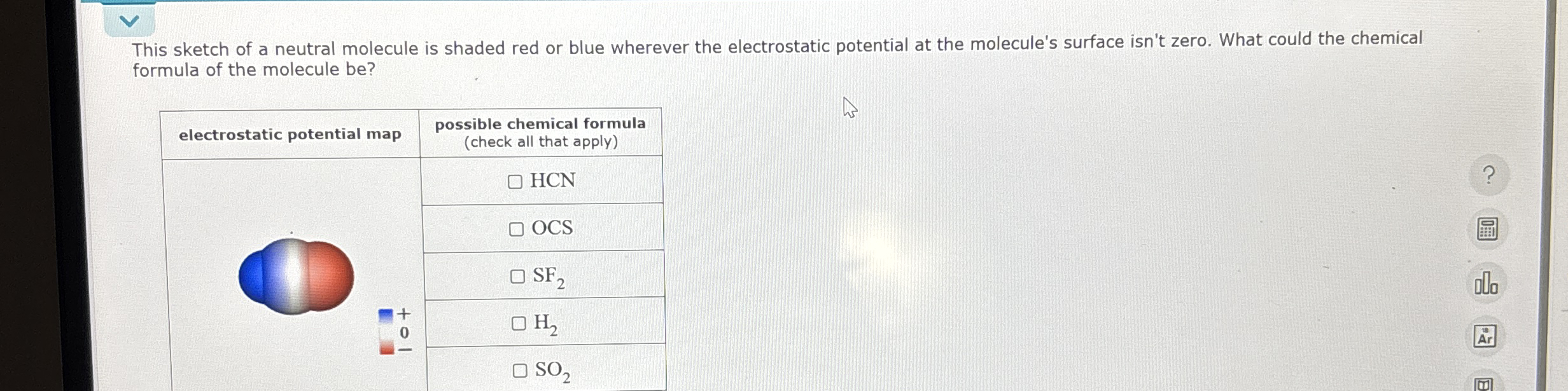This sketch of a neutral molecule is shaded red or | Chegg.com