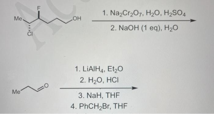Solved F 1. Na2Cr2O7, H2O, H2SO4 Me OH 2. NaOH (1 eq), H20 | Chegg.com