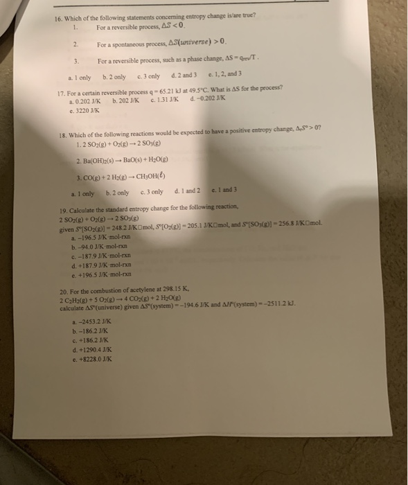 Solved 16. Which of the following statements concerning | Chegg.com