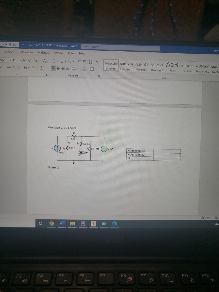 Solved Calibri (Body EET 1122 LAB FINAL Spring 2020 - Word | Chegg.com
