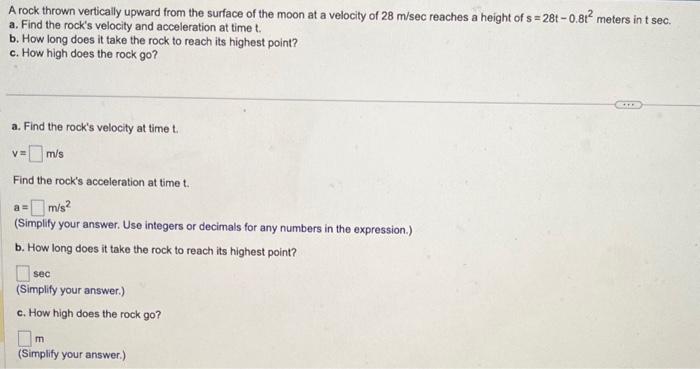 Solved A rock thrown vertically upward from the surface of | Chegg.com