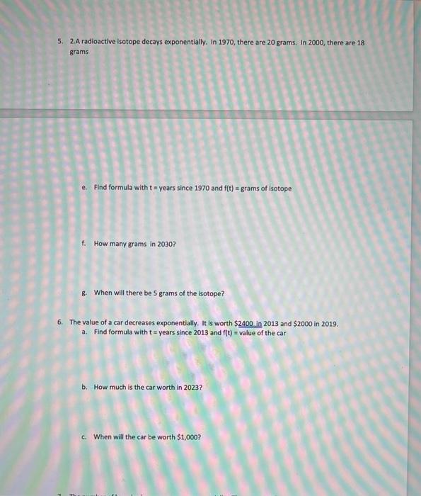 Solved Exponential Applications 1. (with prof) An initial | Chegg.com