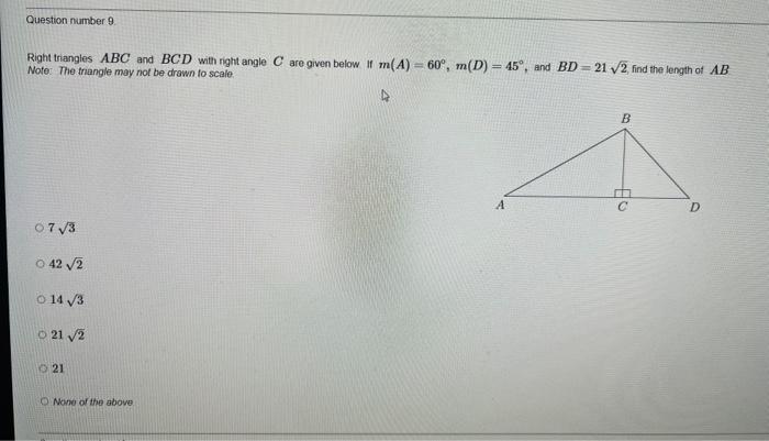 Solved Right triangles ABC and BCD with right angle C are | Chegg.com