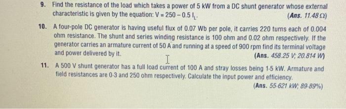 Solved Numerical Problems 1. A four-pole, lap wound DC | Chegg.com