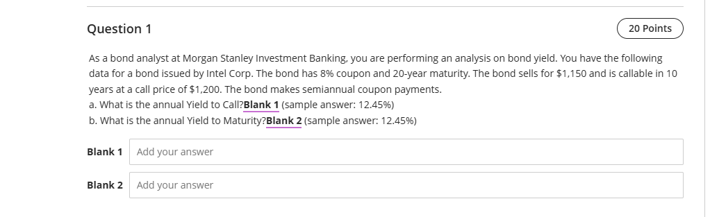 Solved Question 1As a bond analyst at Morgan Stanley | Chegg.com