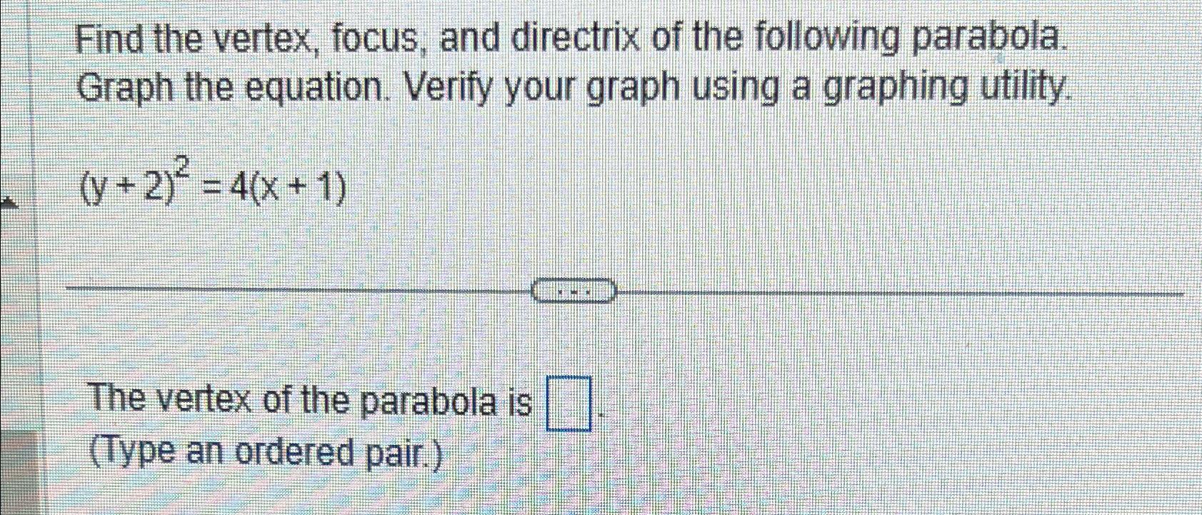 Solved Find the vertex, focus, and directrix of the | Chegg.com