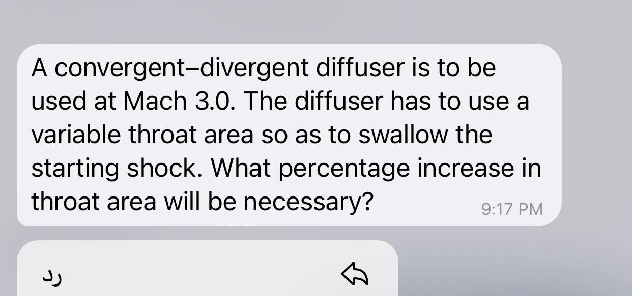 Solved A convergent-divergent diffuser is to be used at Mach | Chegg.com