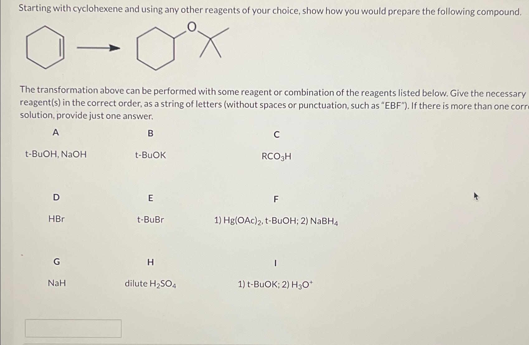 Solved Starting with cyclohexene and using any other | Chegg.com