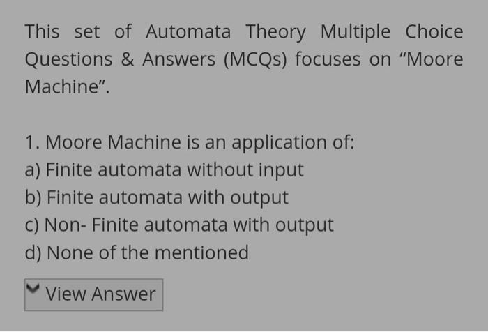 Solved This set of Automata Theory Multiple Choice Questions | Chegg.com