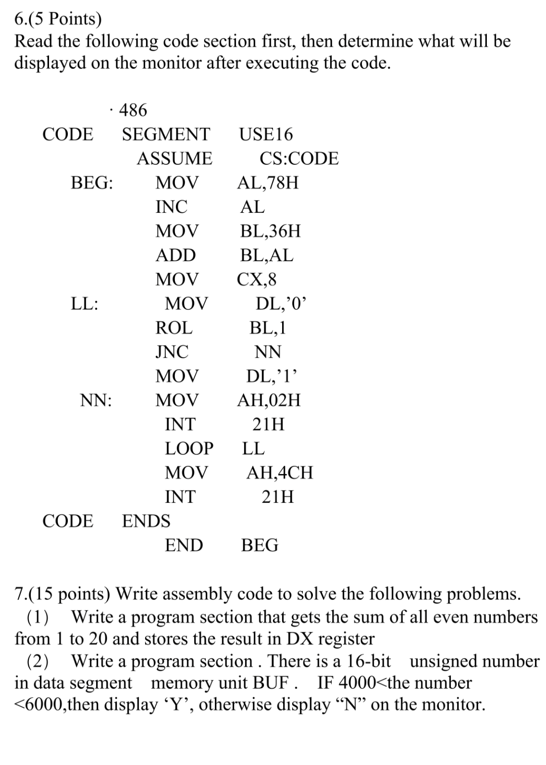 Solved 6.(5 Points) Read the following code section first, | Chegg.com