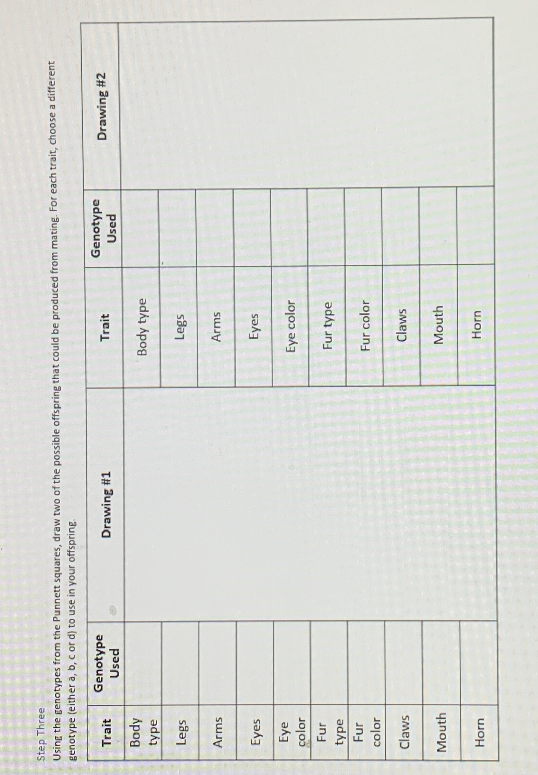 Solved Step ThreeUsing the genotypes from the Punnett | Chegg.com