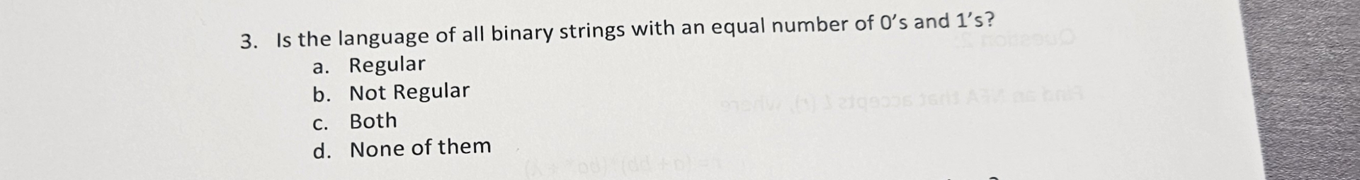 Solved Is the language of all binary strings with an equal | Chegg.com