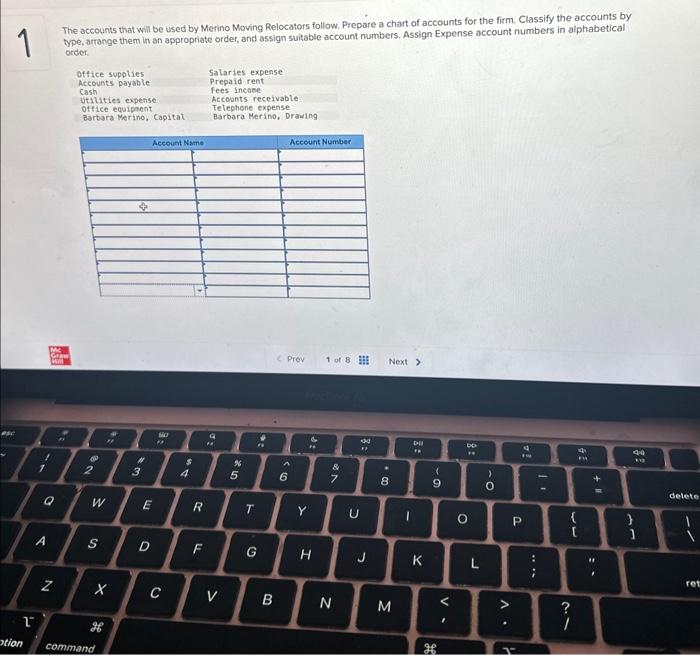 Solved The accounts that wili be used by Merino Moving | Chegg.com