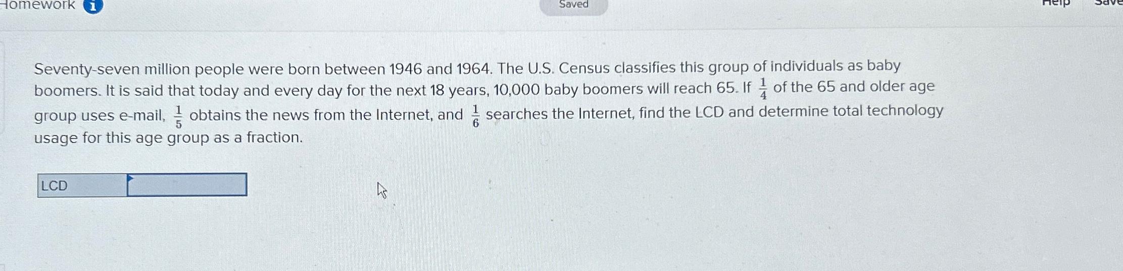 Solved SavedSeventy-seven million people were born between | Chegg.com