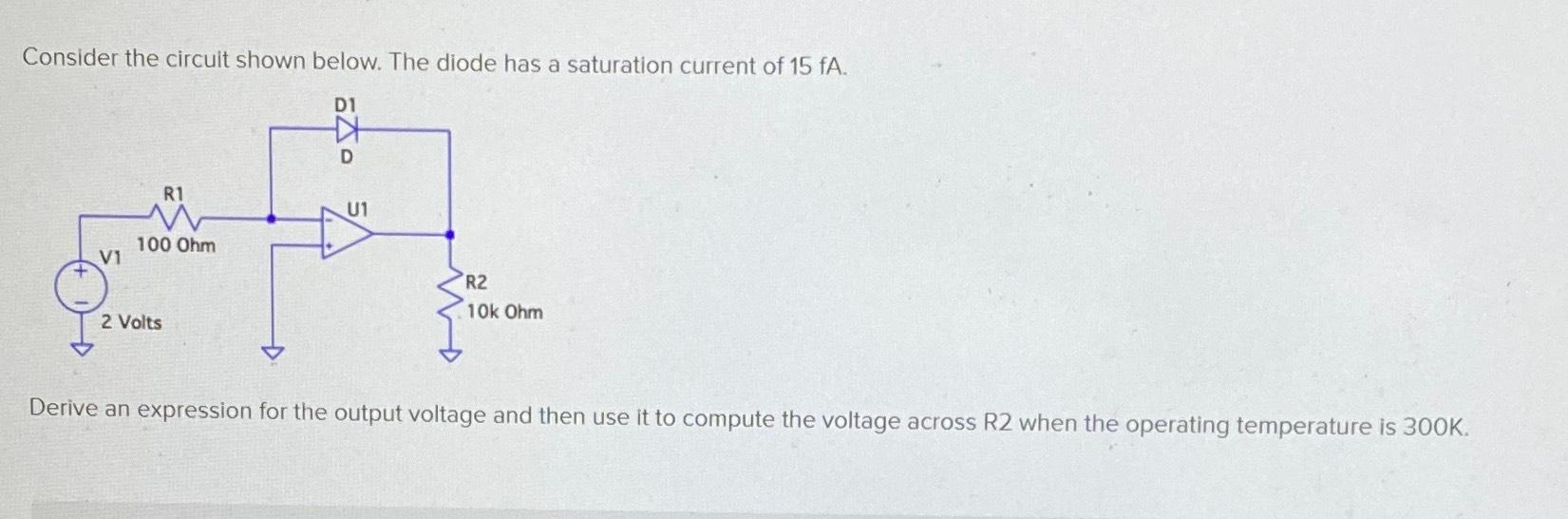 Solved Consider the circuit shown below. The diode has a | Chegg.com