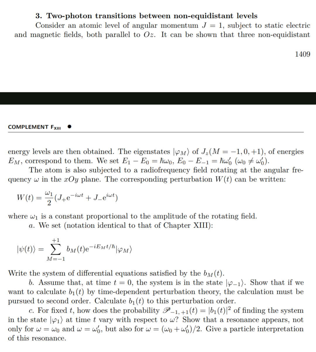 Solved 3. Two-photon transitions between non-equidistant | Chegg.com