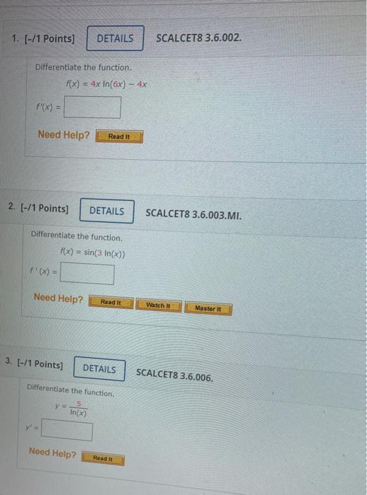 Solved 1. [-/1 Points) DETAILS SCALCET8 3.6.002. | Chegg.com