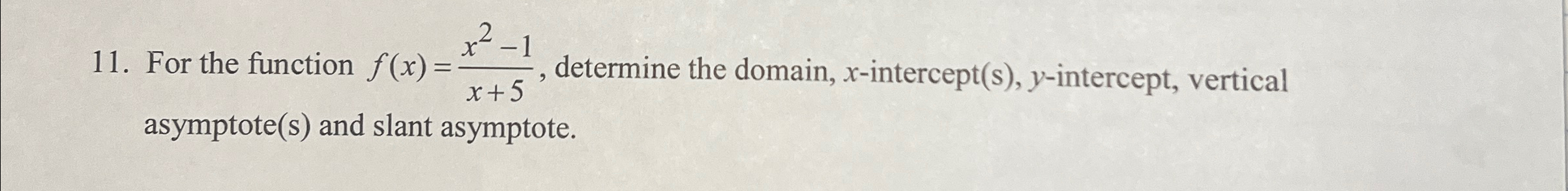 Solved For the function f(x)=x2-1x+5, ﻿determine the domain, | Chegg.com