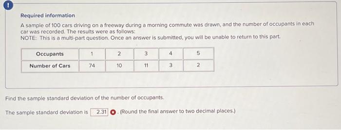 Solved Required information A sample of 100 cars driving on | Chegg.com