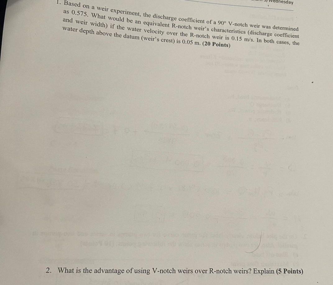 Solved Based on a weir experiment, the discharge coefficient | Chegg.com
