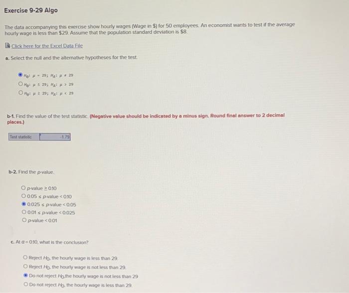 Solved The data accompanying this exercise show hourly wages | Chegg.com