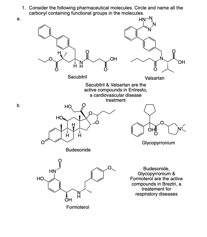 Solved 1. ﻿Consider the following pharmaceutical molecules. | Chegg.com