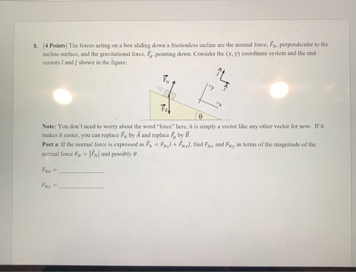 Solved 3. [4 Points] The forces acting on a box sliding down | Chegg.com