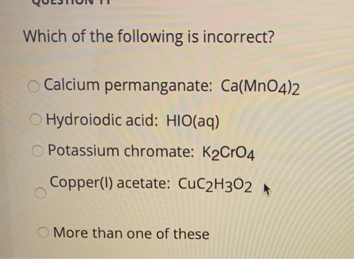 Solved Which of the following is incorrect? Calcium | Chegg.com