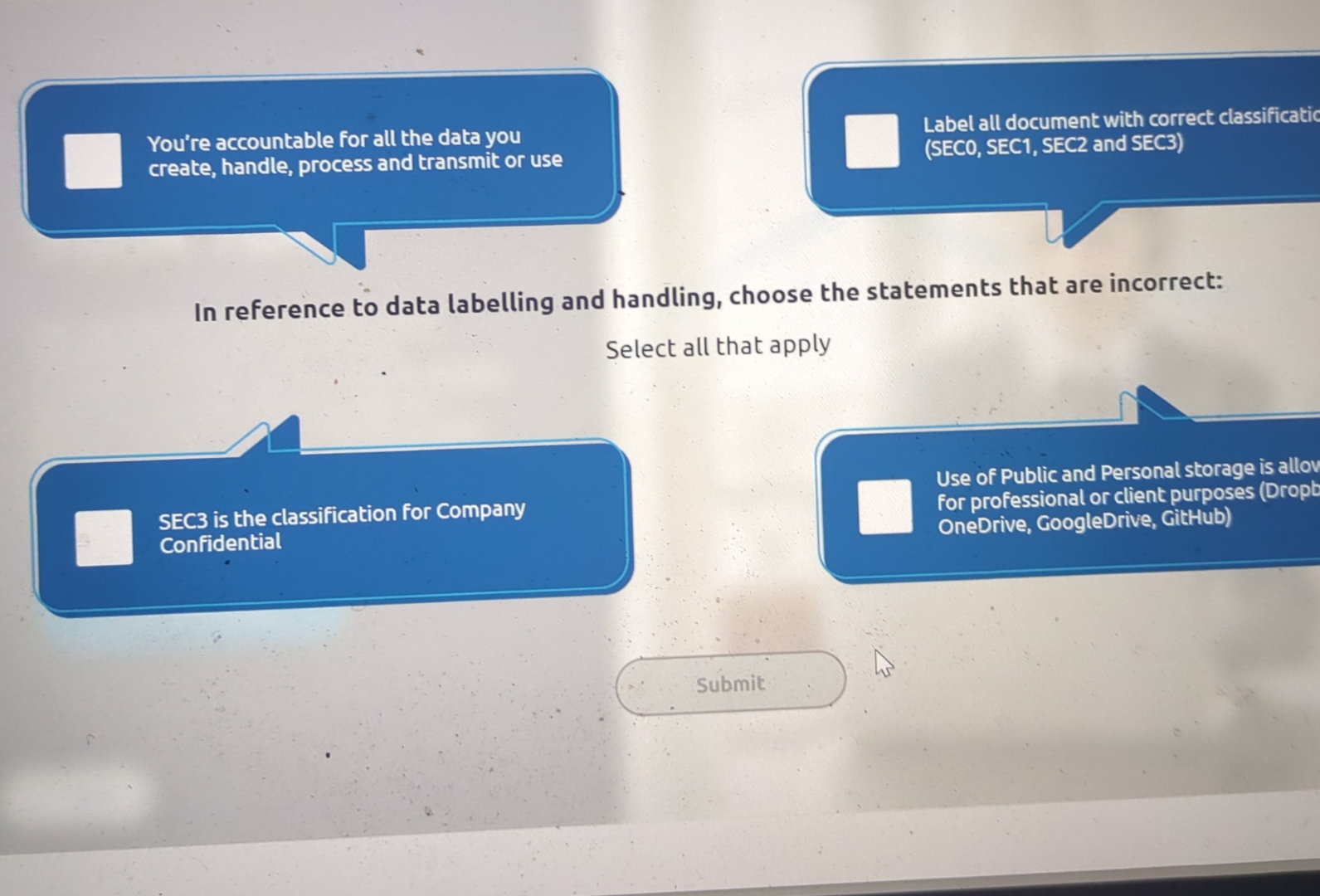 Solved You're accountable for all the data you create, | Chegg.com