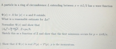 Solved A particle in a ring of circumference L ﻿extending | Chegg.com