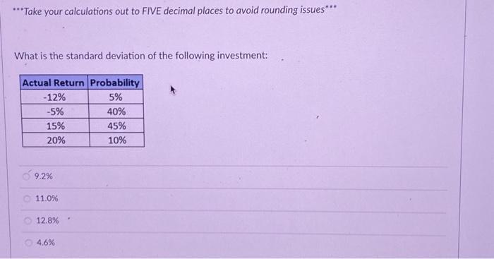 Solved ".'Take your calculations out to FIVE decimal places | Chegg.com