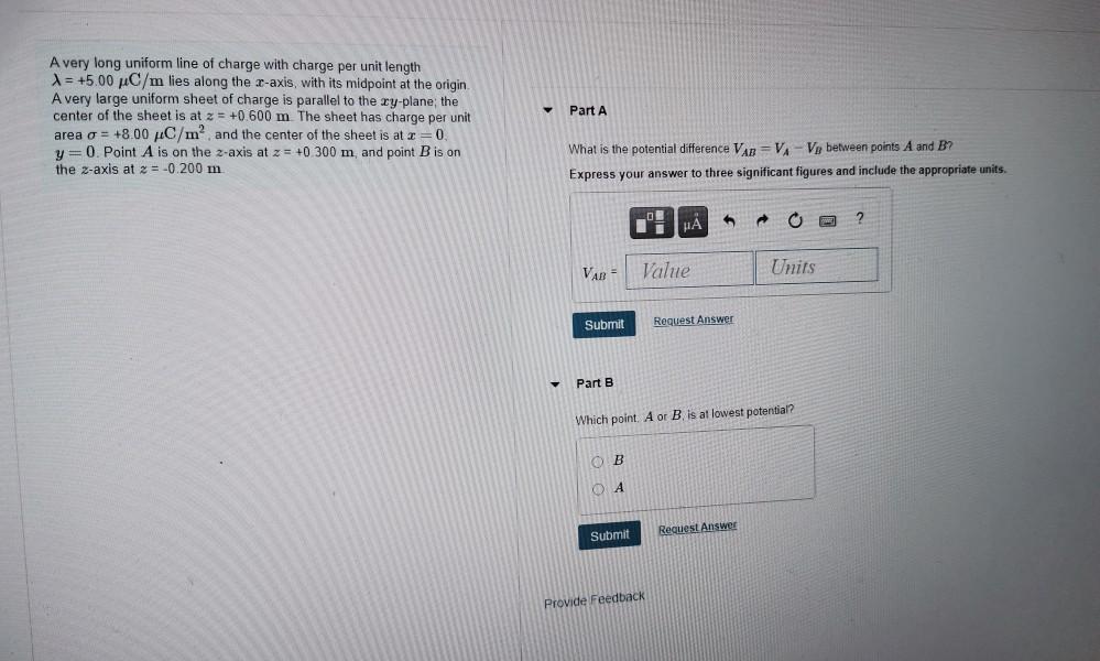 Solved A very long uniform line of charge with charge per | Chegg.com