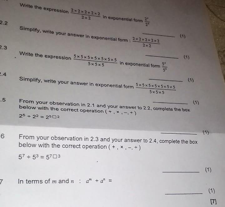 Solved Write the expression 2×22×2×2×2×2 in exponential form | Chegg.com