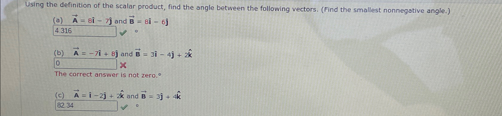 Solved Using the definition of the scalar product, find the | Chegg.com